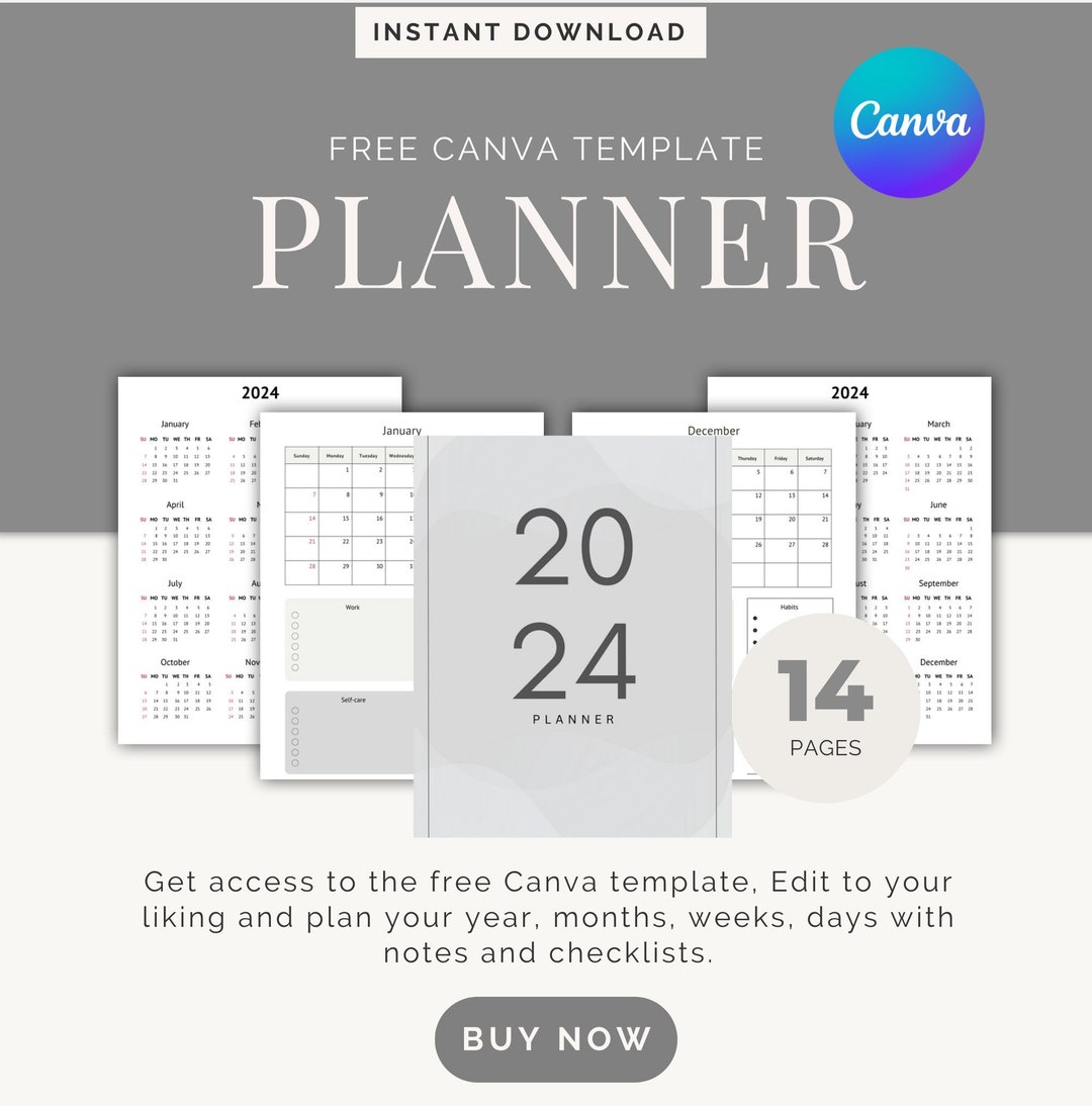 2024 Planner, Canva Digital Planner, Editable Planner, Canva Editable Planner, Canva Template ...