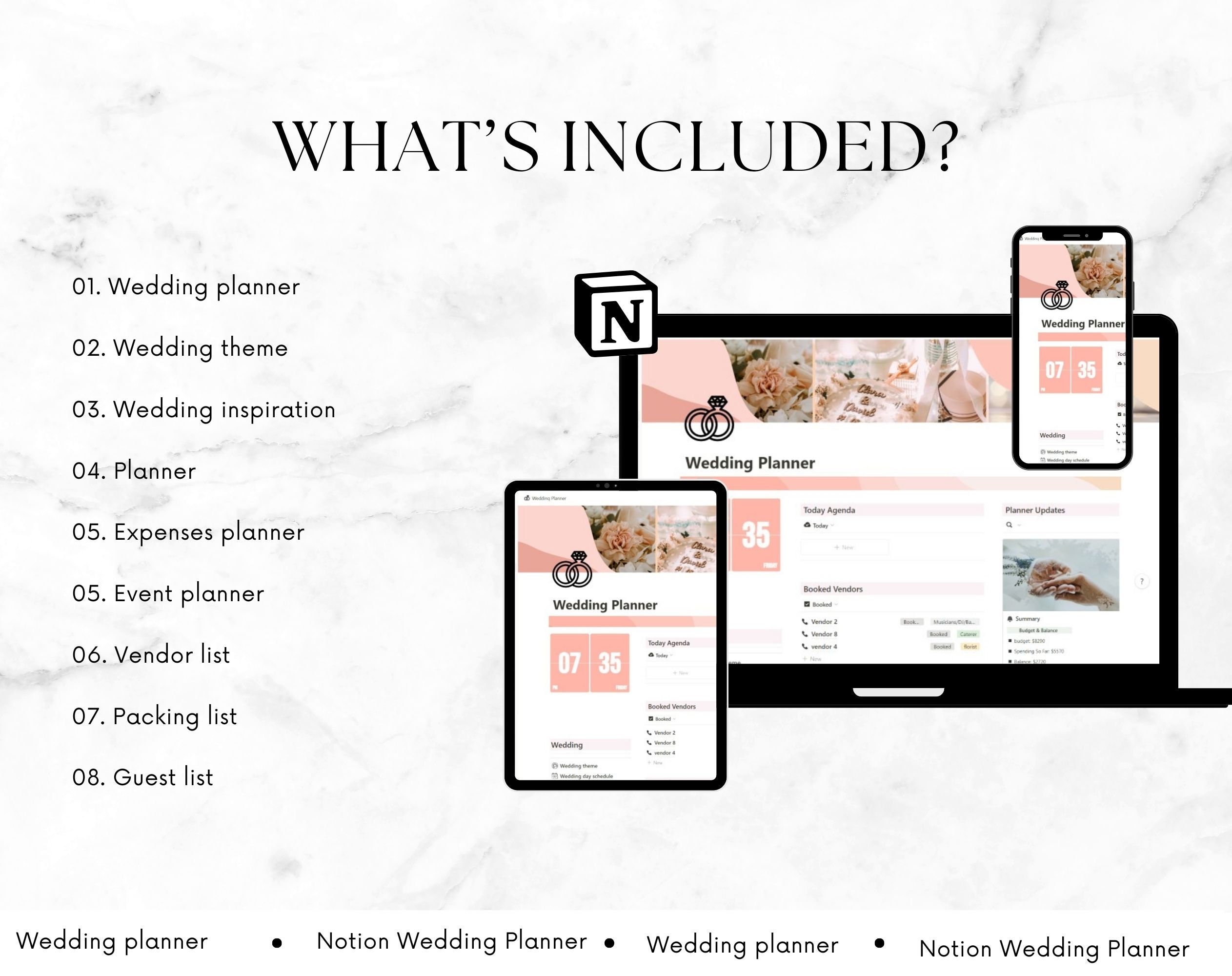 Wedding Planner Notion Template | Aesthetic Notion Wedding Dashboard ...