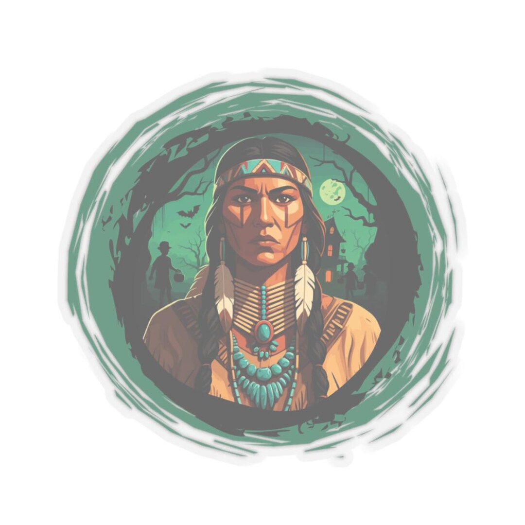 Spooky Native Warrior Woman Sticker|tribal Spooky Halloween Sticker ...