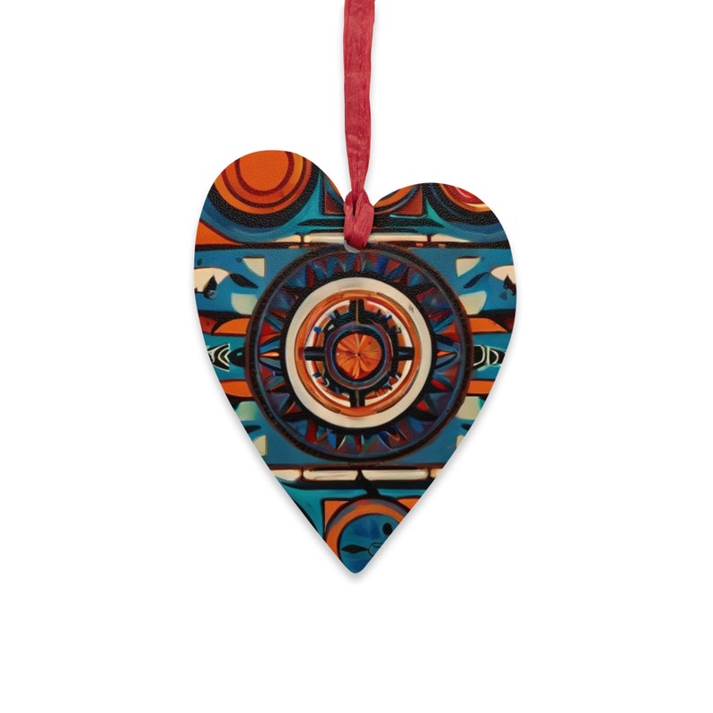 Native American Indigenous or Tribal Inspired Abstract Heart Wooden ...