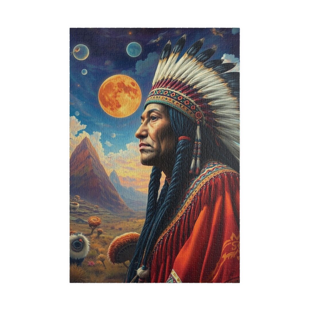 Native American Warrior Chief "lost in Space" Puzzle Indigenous Fantasy ...