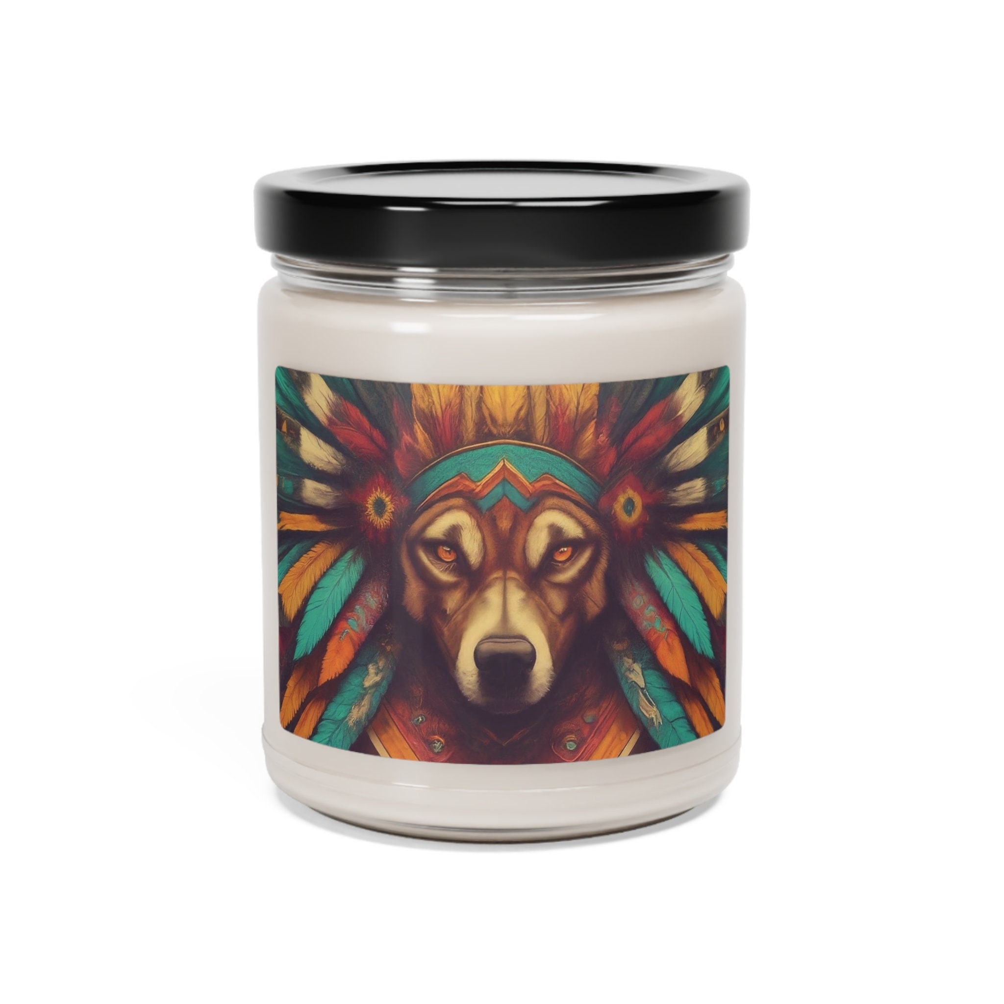 Native indigenous Wolf Design Scented Soy Candle, 9oz - Etsy