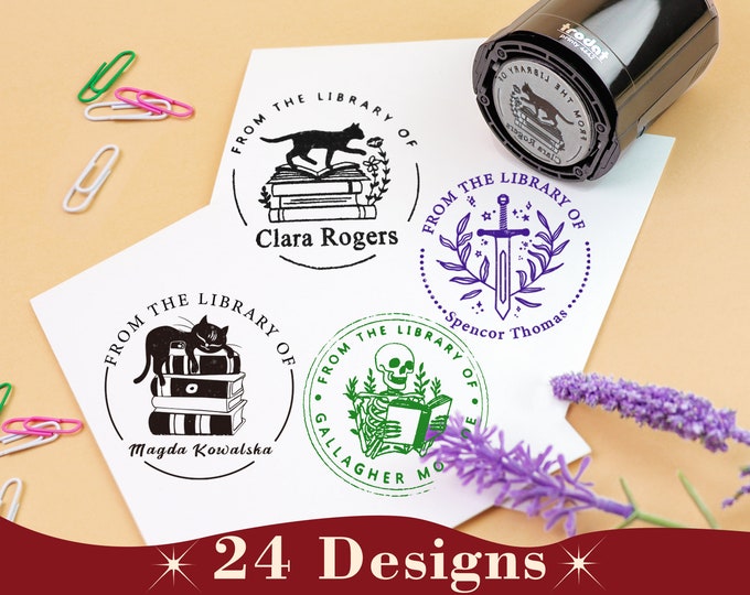 Custom Book Stamp, Bookplate Stamp, From the Library of Custom Book ...