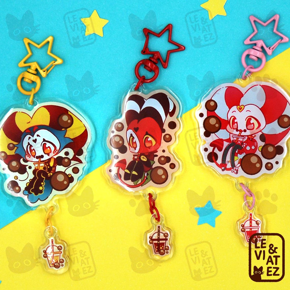 CIRCUS AU Boba Keychains - Stolas/blitz/fizzarolli | Helluva Boss - Etsy