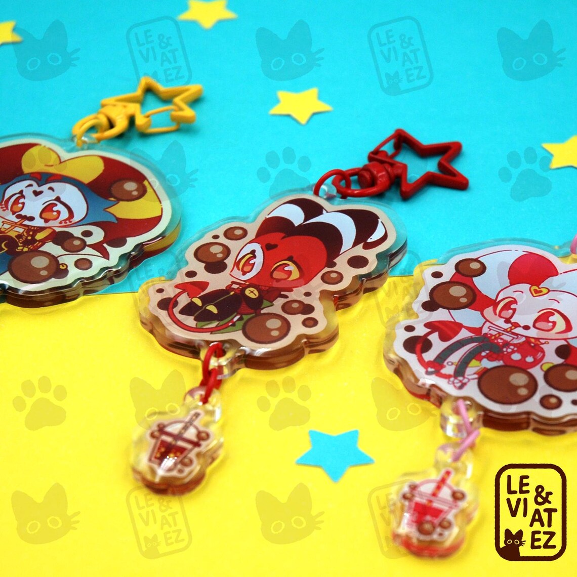 CIRCUS AU Boba Keychains - Stolas/blitz/fizzarolli | Helluva Boss - Etsy