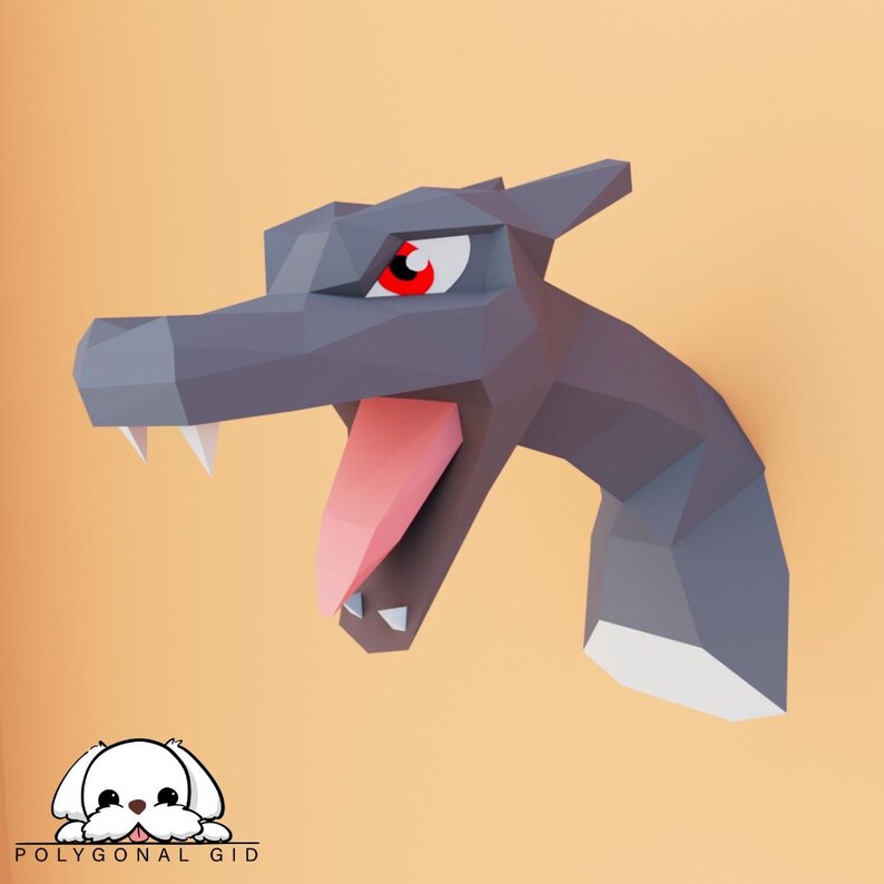 Papercraft Charizard Pokemon Head for Wall PDF and DXF - Etsy