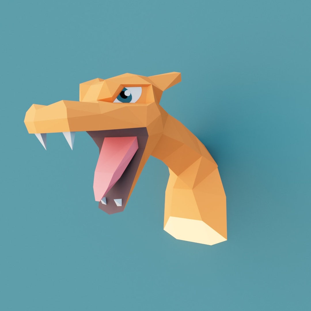 Papercraft Charizard Pokemon Head for Wall PDF, DXF and SVG - Etsy UK