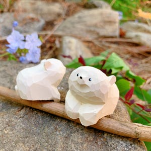 Set of 3 Super Cute Handcrafted Mini Basswood Bear Figurines, Lying ...