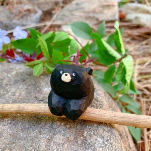 Set of 3 Super Cute Handcrafted Mini Basswood Bear Figurines, Lying ...