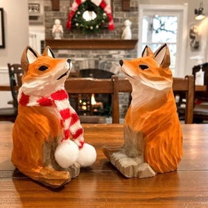 Adorable Healing Handcrafted Wooden Vulpes, Red Fox Figurine Unique ...