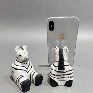 Adorable Handmade Carved Wooden Animals Phone Stand, Cute Wooden Bear ...