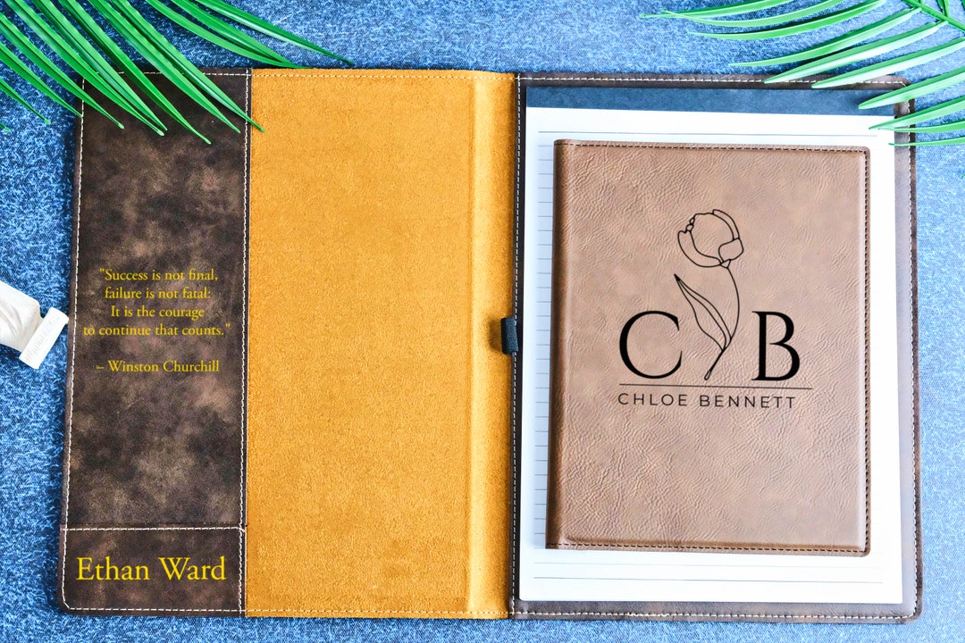Leather Portfolio, Personalized Engraved Padfolio, Business Padfolio ...