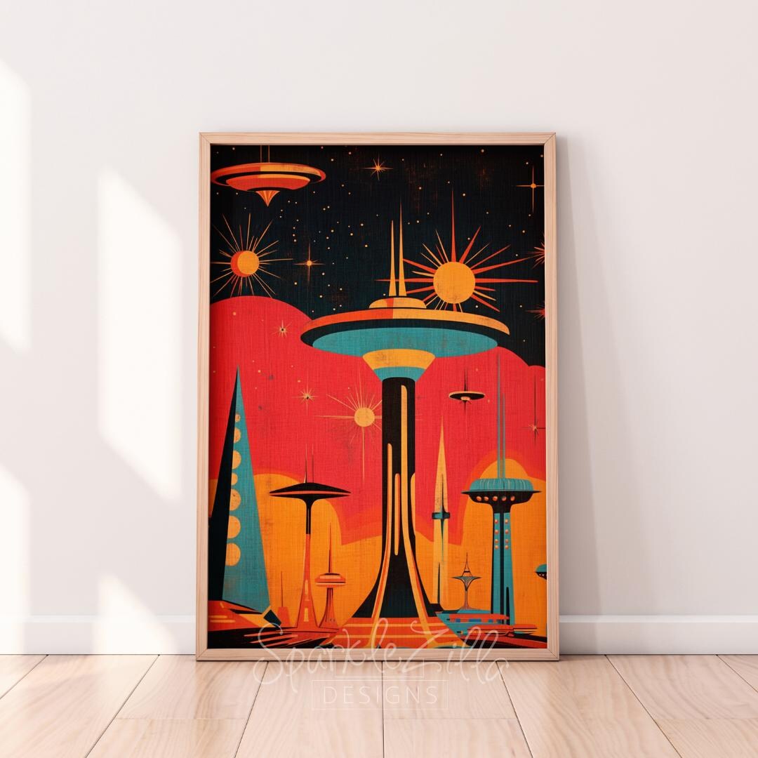 Midcentury Atomic Abstract Printable Wall Art | Midcentury Art ...