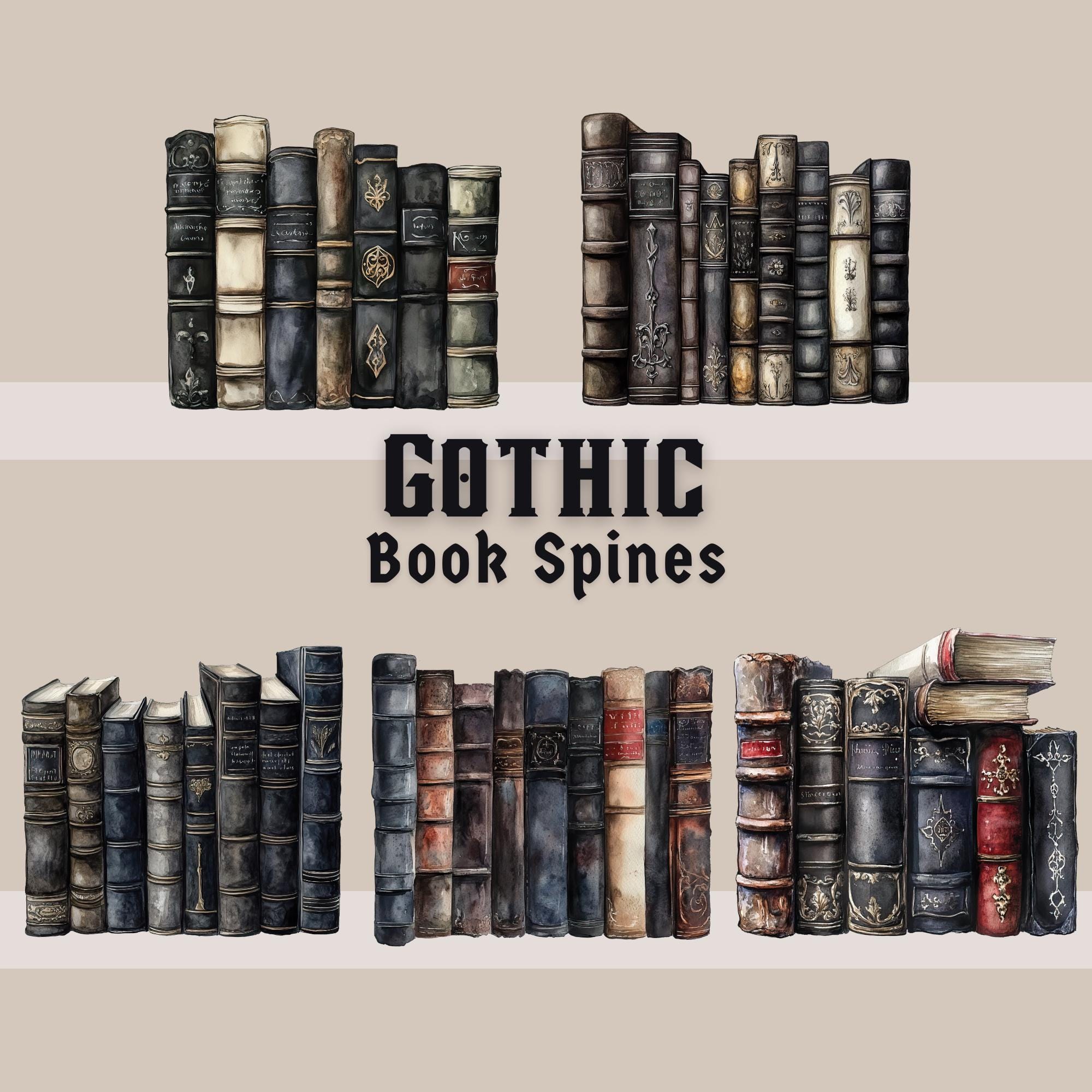 Gothic Book Spine Clipart | Book Spine PNG | Spooky Books | Vintage ...