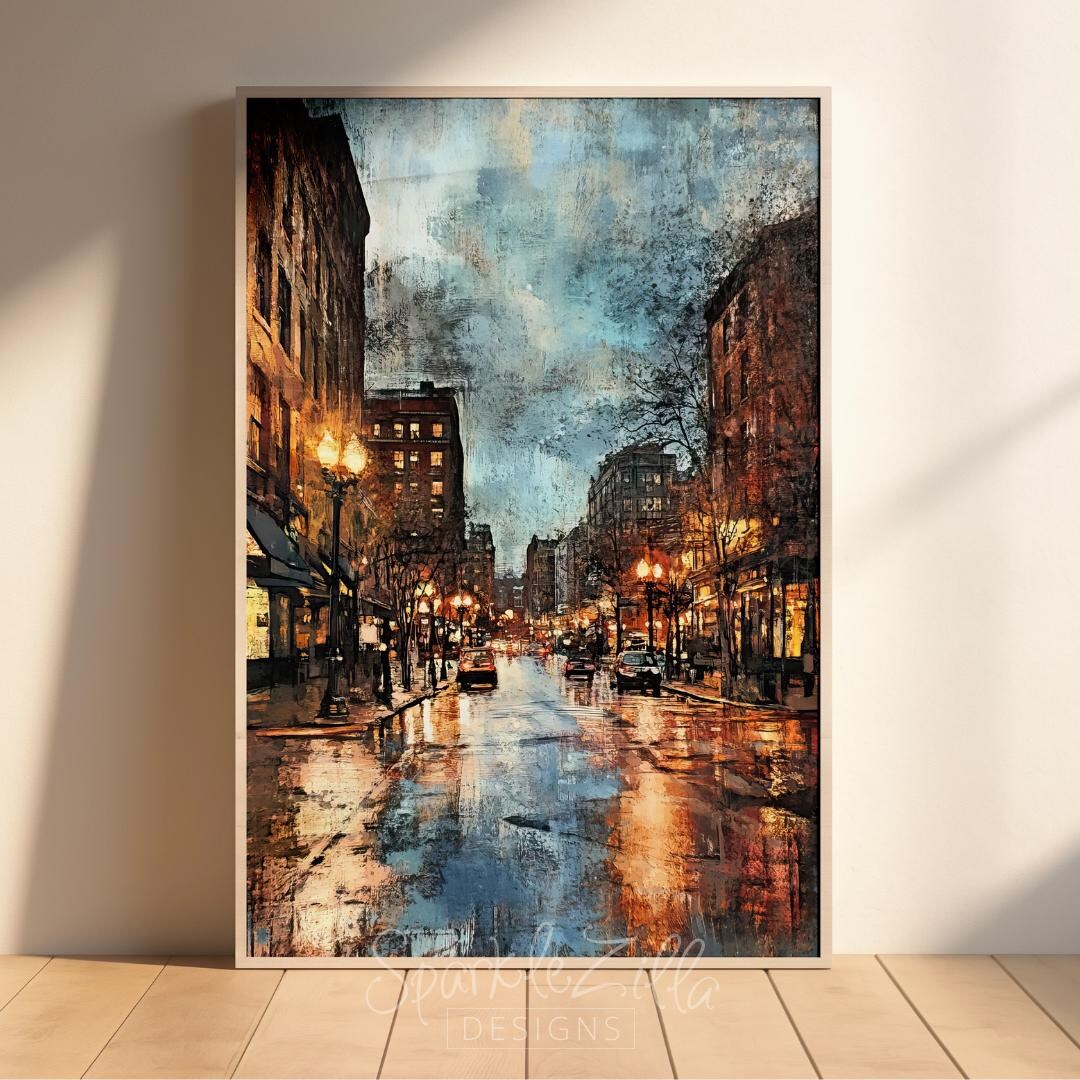 Downtown Boston Painting Wall Art | Poster Boston | Boston Digital ...