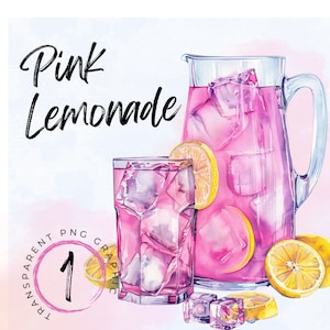 Pink Lemonade Clipart | Summer Drink Clipart | Pitcher of Lemonade ...