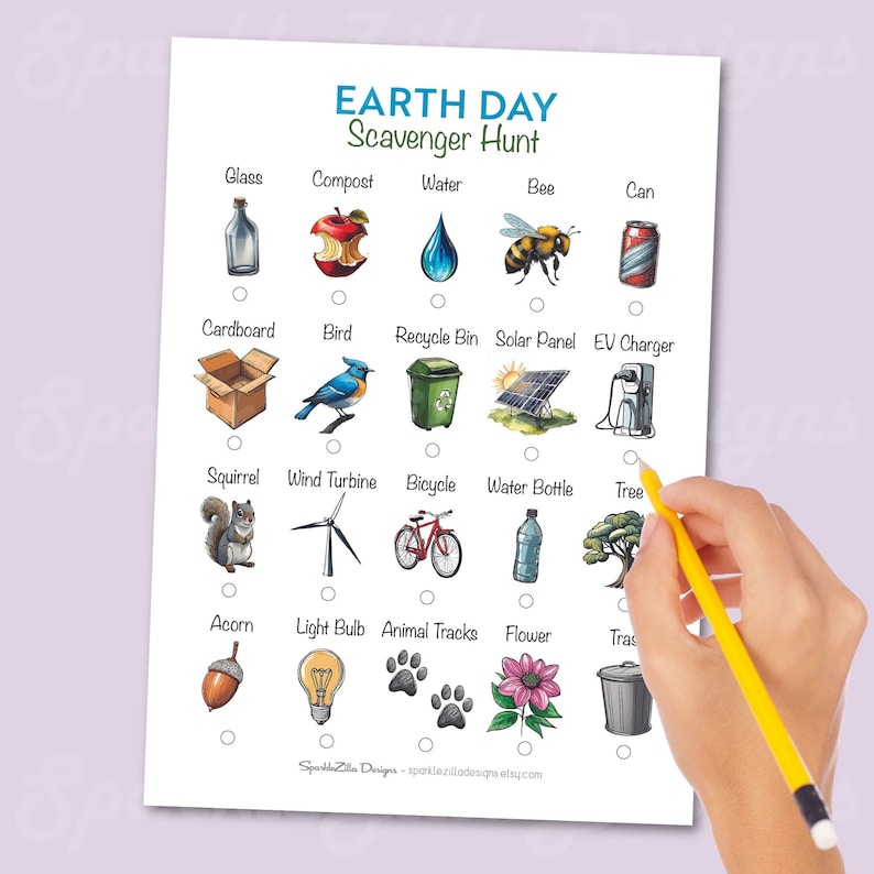 Earth Day Scavenger Hunt: Kids Outdoor Activity (printable) - Etsy