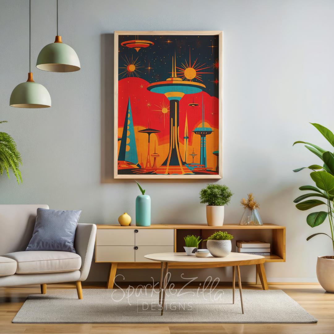 Midcentury Atomic Abstract Printable Wall Art | Midcentury Art ...