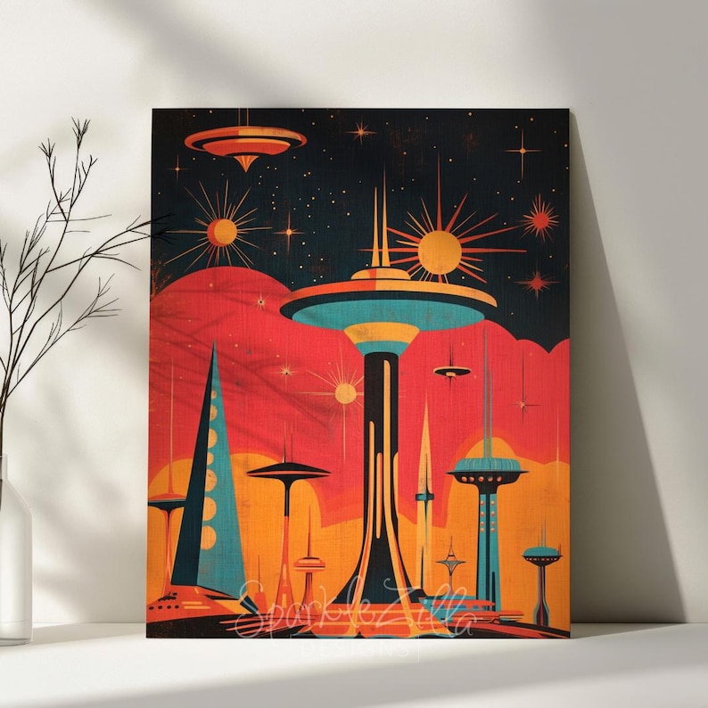 Midcentury Atomic Abstract Printable Wall Art | Midcentury Art ...