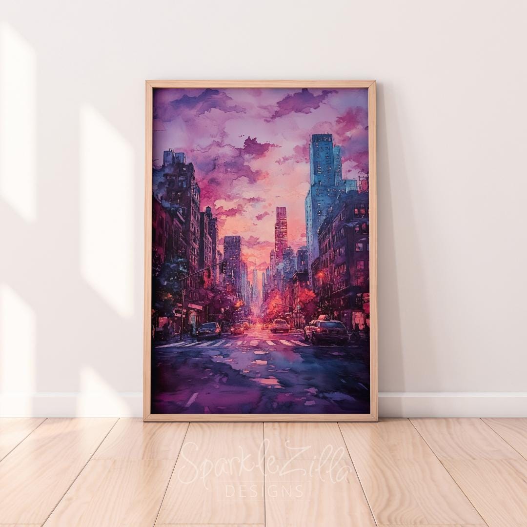 New York City at Dawn Art Print | Downloadable Impressionism | Colorful ...