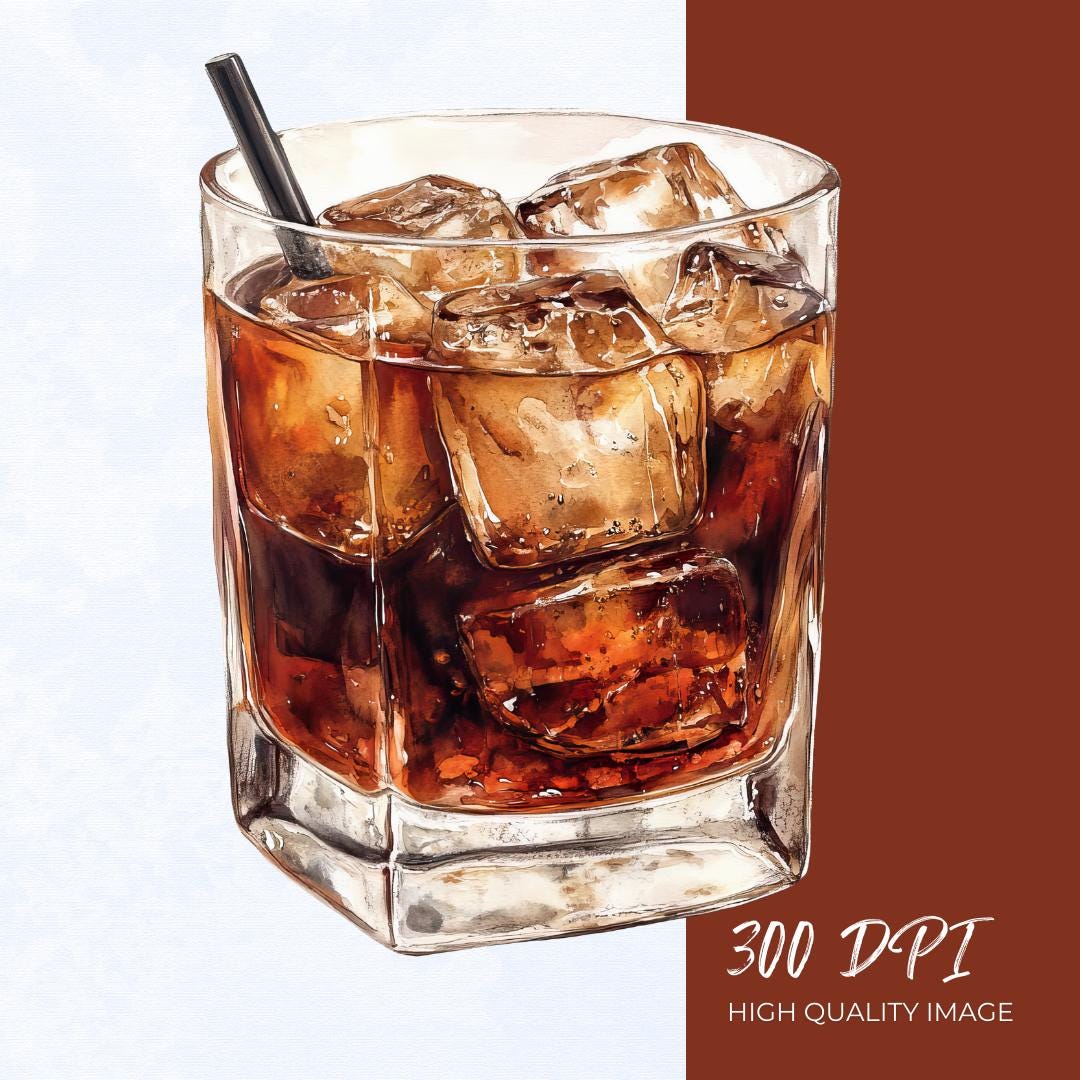 Watercolor Jack and Coke Clipart | Alcohol Drink Illustration | Digital ...