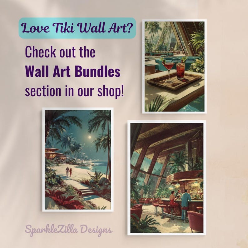 Vintage Tiki Bar Printable Wall Art Bundle | Atomic Tiki Prints ...