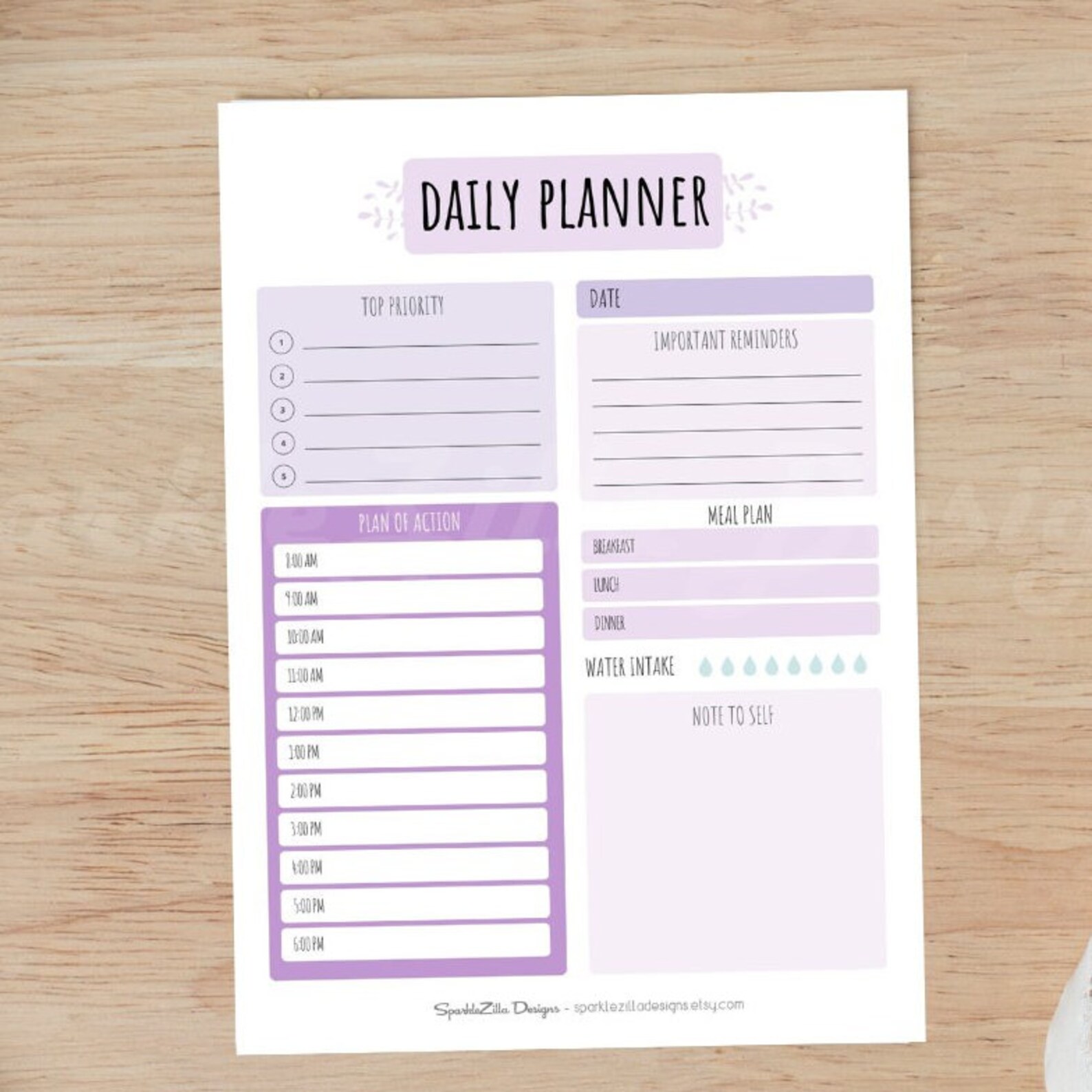 Purple Daily Planner Printable: Habit Tracker, Vision Board (PDF ...