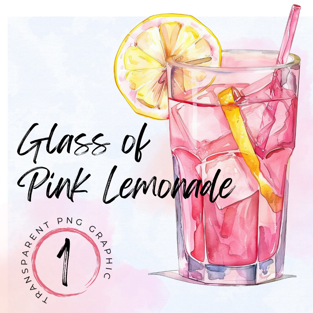Pink Lemonade Clipart | Summer Drink Clipart | Glass of Lemonade ...