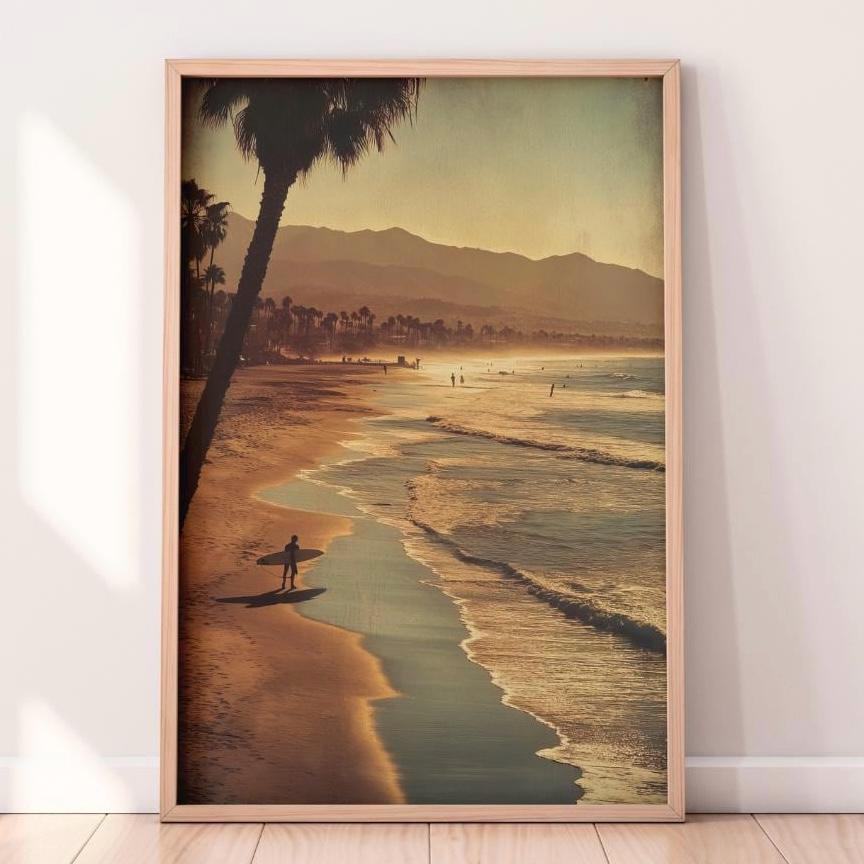 Vintage Retro Beach Print | Gallery Quality | Surfing Decor | Printable ...