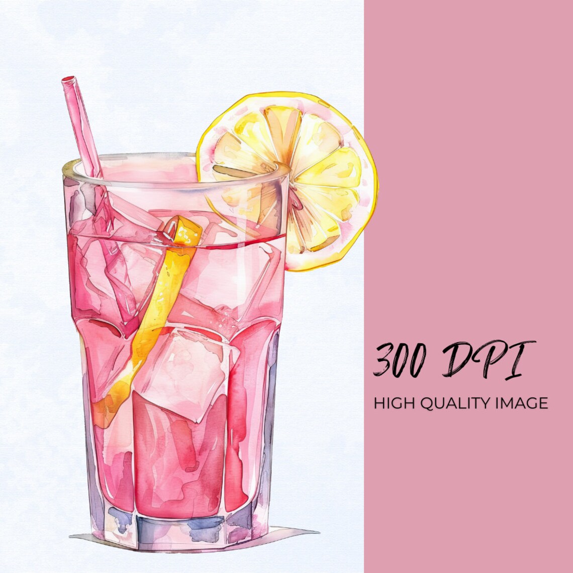 Pink Lemonade Clipart | Summer Drink Clipart | Glass of Lemonade ...