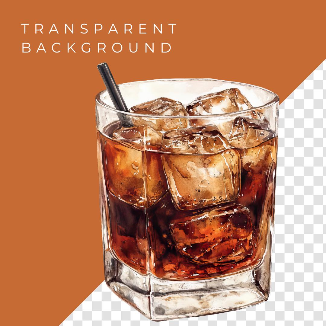 Watercolor Jack and Coke Clipart | Alcohol Drink Illustration | Digital ...