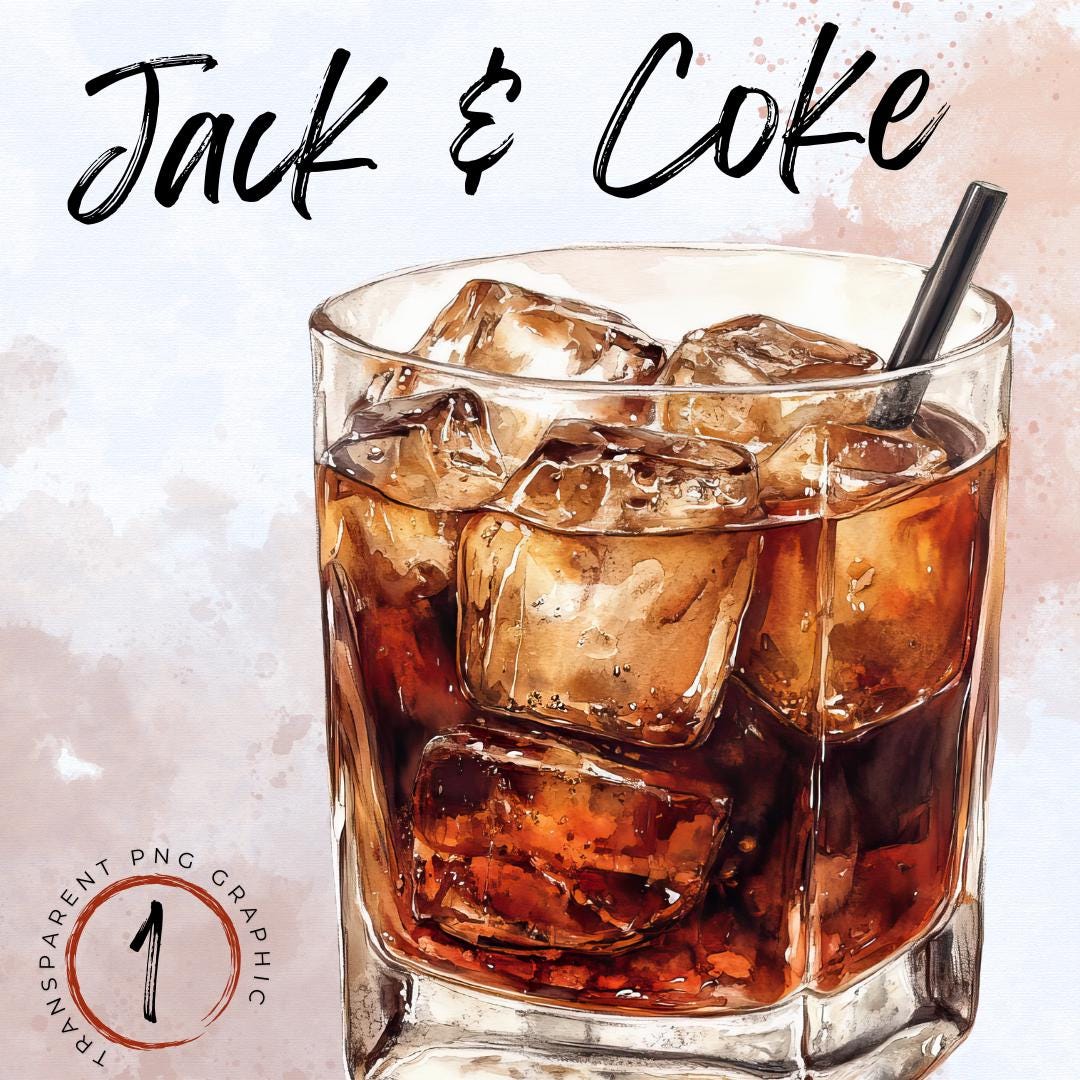 Watercolor Jack and Coke Clipart | Alcohol Drink Illustration | Digital ...