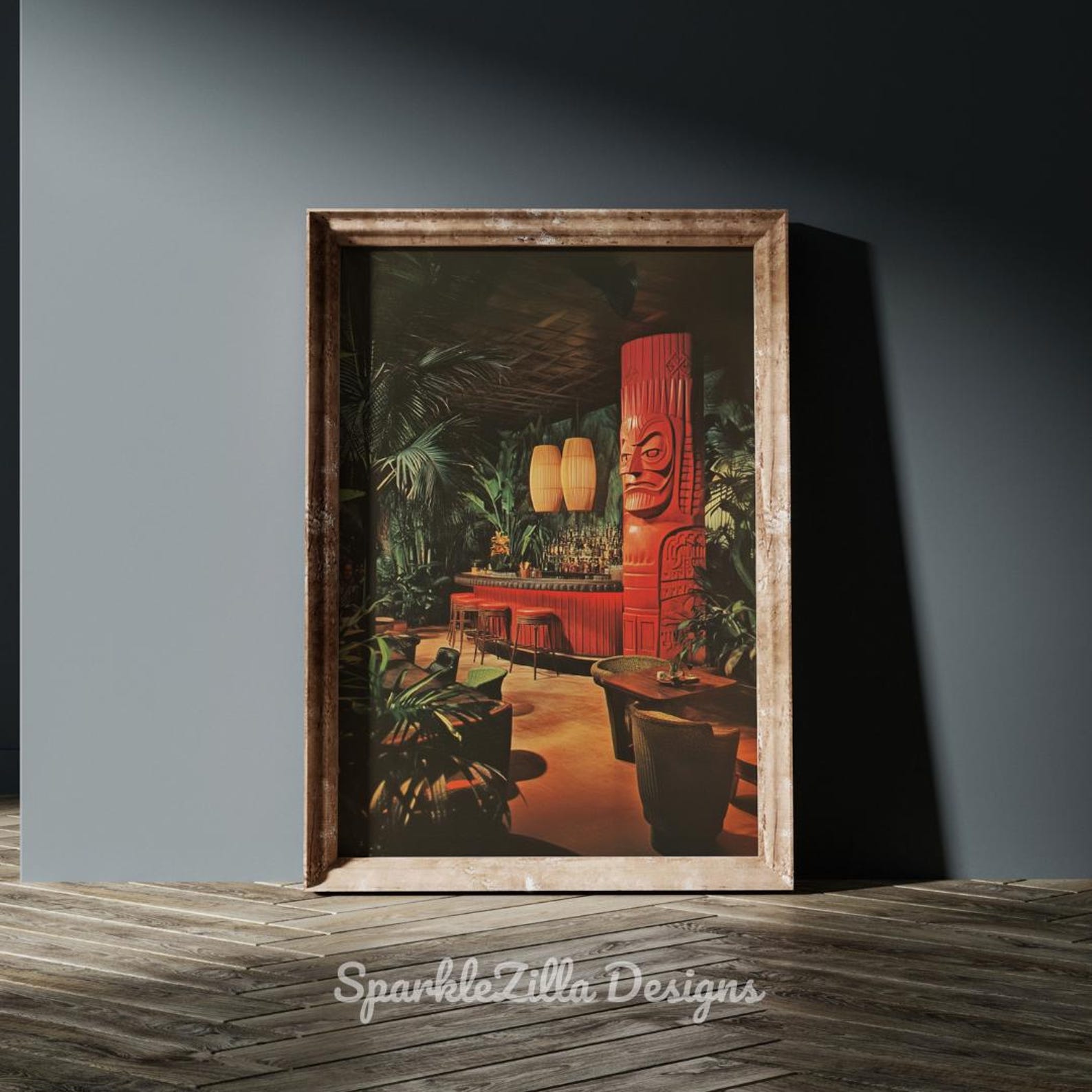Vintage Hotel Tiki Bar Printable Wall Art | Atomic Tiki Prints | Retro ...