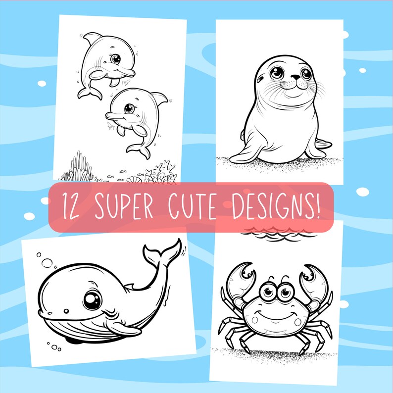 Sea Animals Coloring Page Instant Download Digital Download Kids Party ...