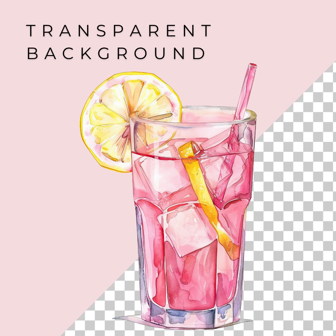 Pink Lemonade Clipart | Summer Drink Clipart | Glass of Lemonade ...