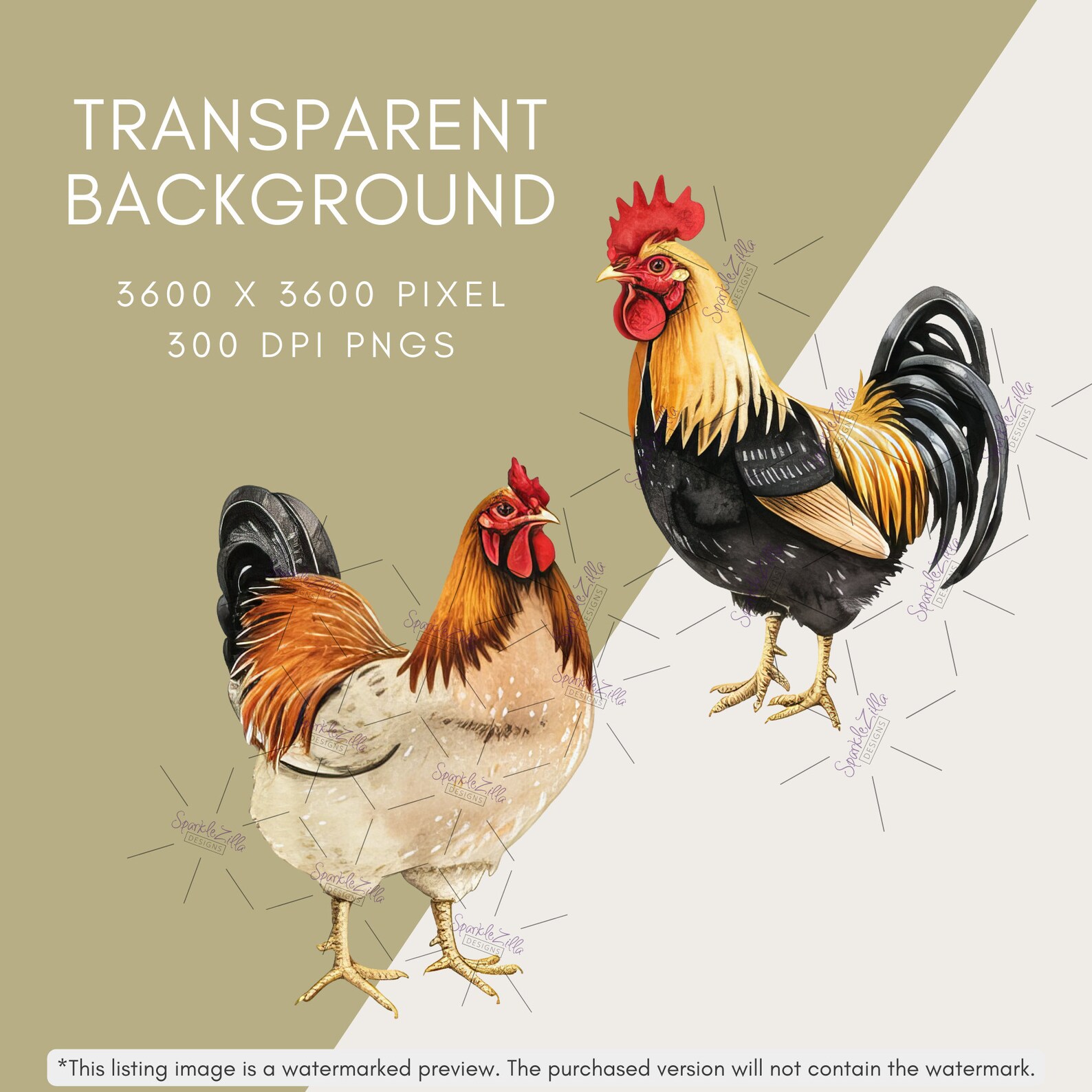 Chicken Clipart | Farm Animals Clipart | Chicken Watercolor | Chicken ...