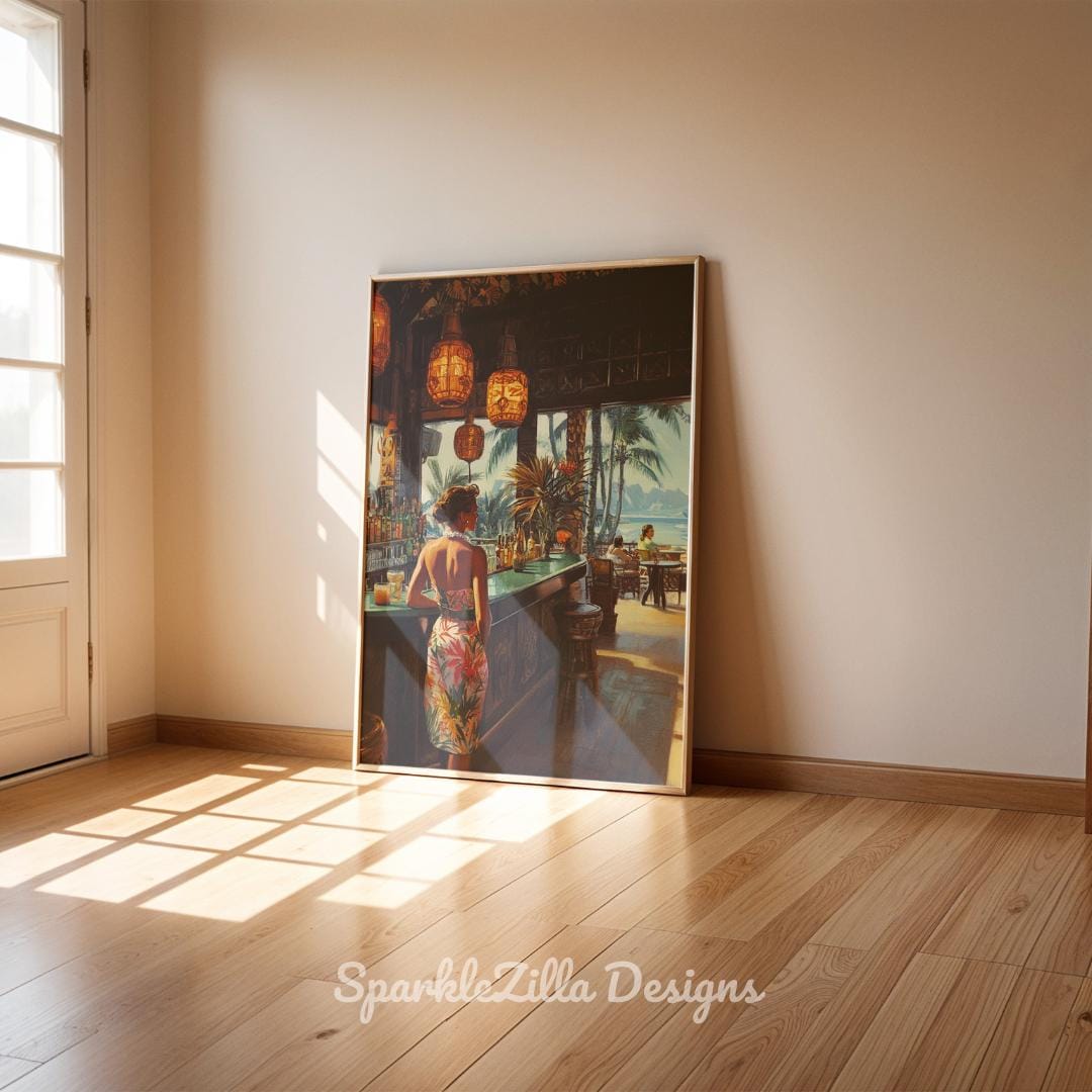Vintage Tiki Bar Woman Printable Wall Art | Tiki Art Original Prints ...
