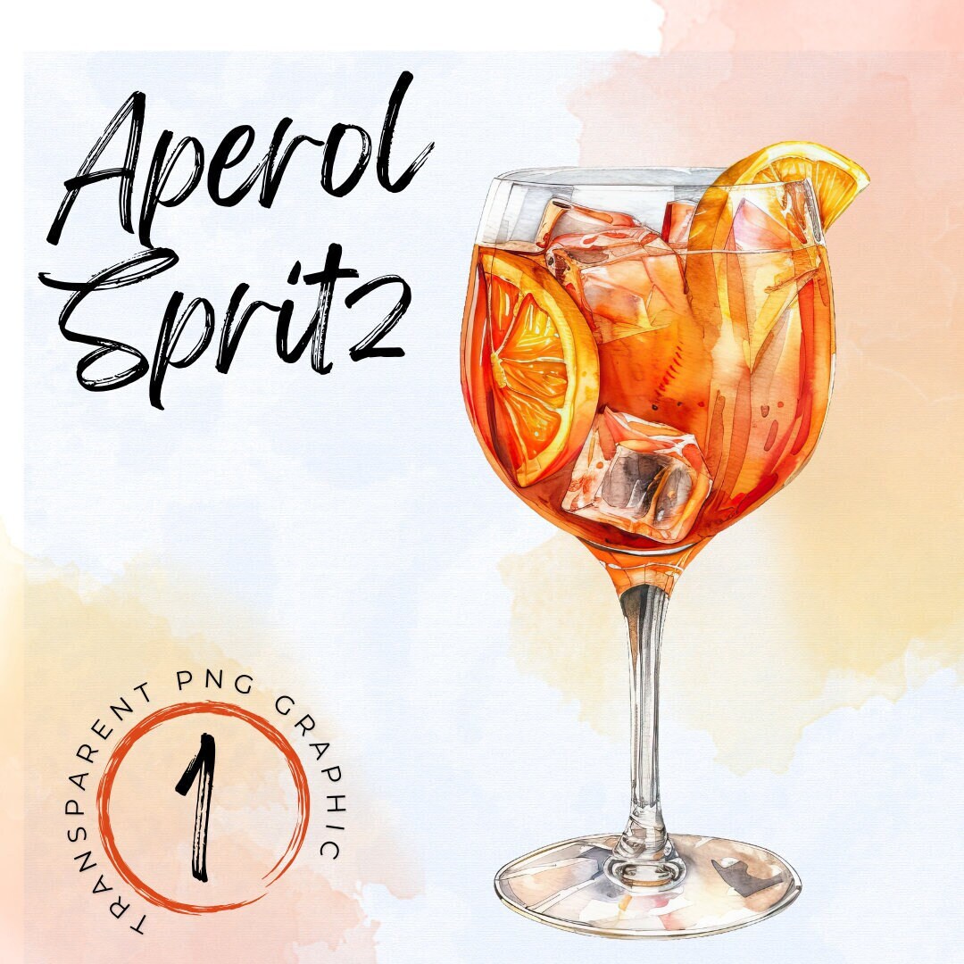 Watercolor Clipart Cocktails Aperol Spritz | Cocktail Drink Clipart ...