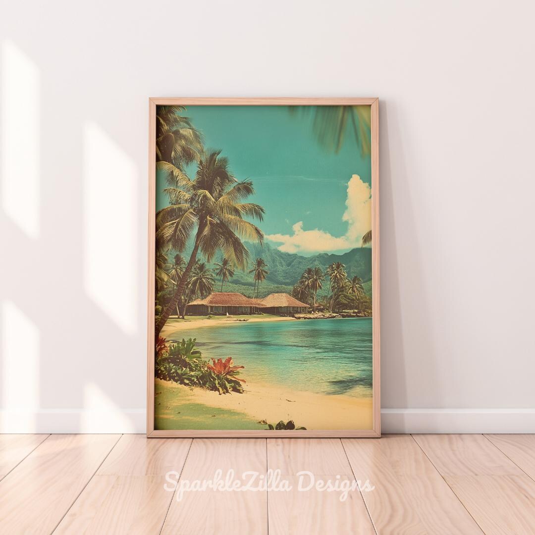 Vintage Tiki Bar in Hawaii Printable Wall Art | Atomic Tiki Prints ...