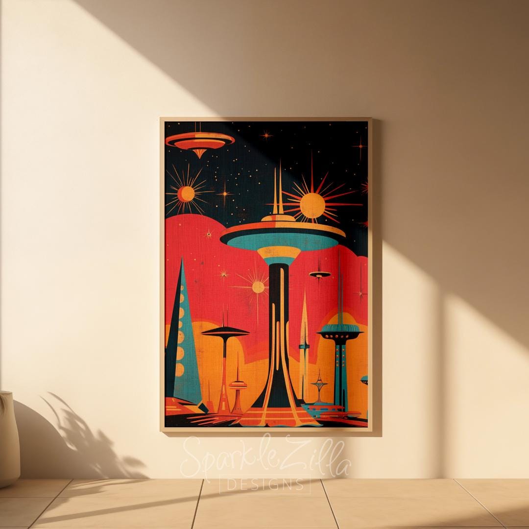 Midcentury Atomic Abstract Printable Wall Art | Midcentury Art ...