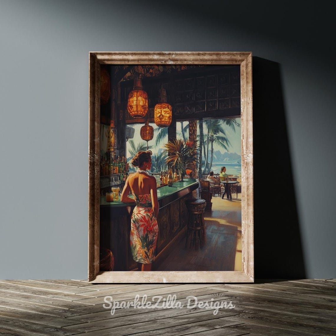 Vintage Tiki Bar Woman Printable Wall Art | Tiki Art Original Prints ...