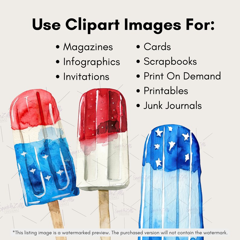 Patriotic Popsicle Clipart Ice Cream Svg for Commercial Use American ...