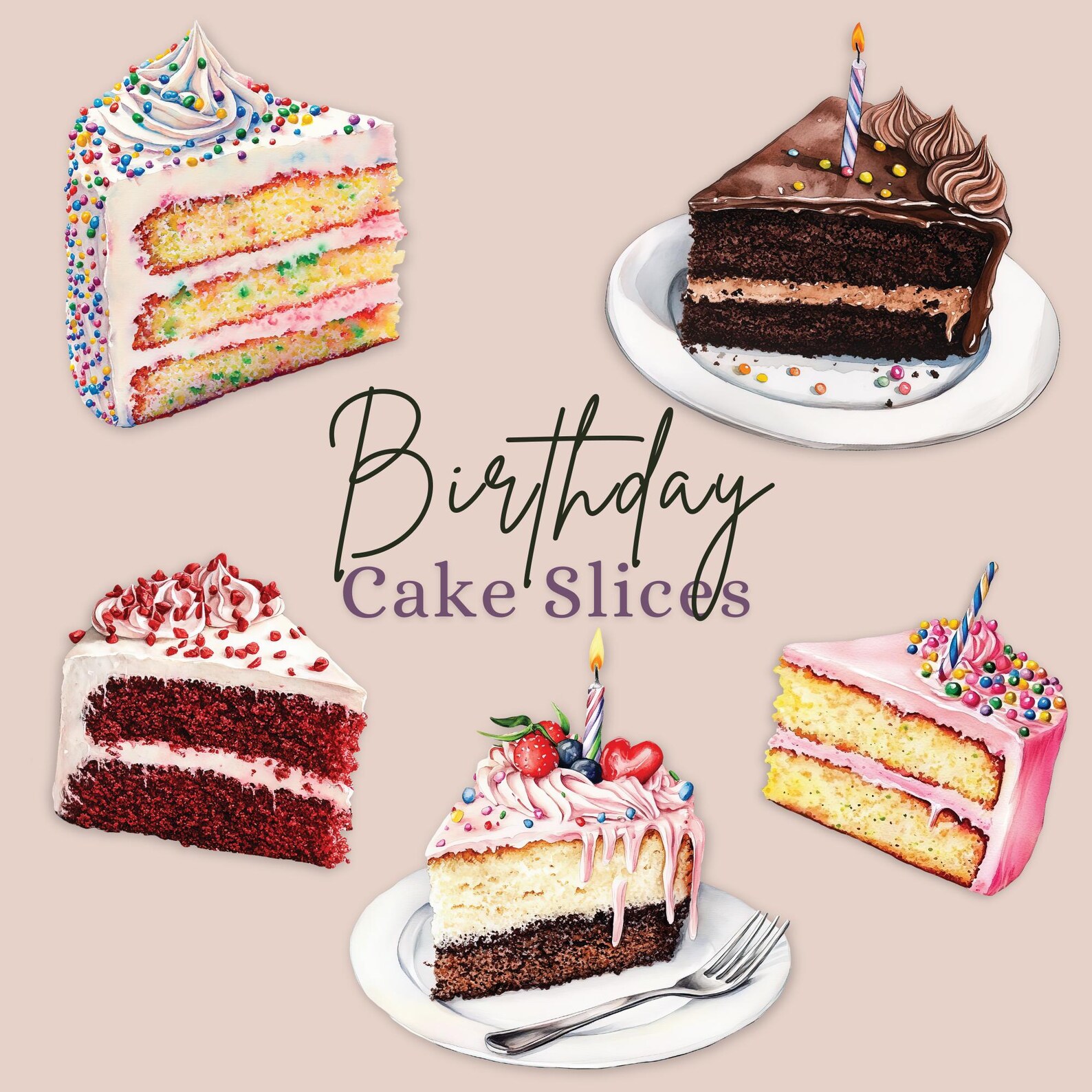 Birthday Cake Clipart | Baking Svg | Cake Silhouettes | Cake Svg Bundle ...