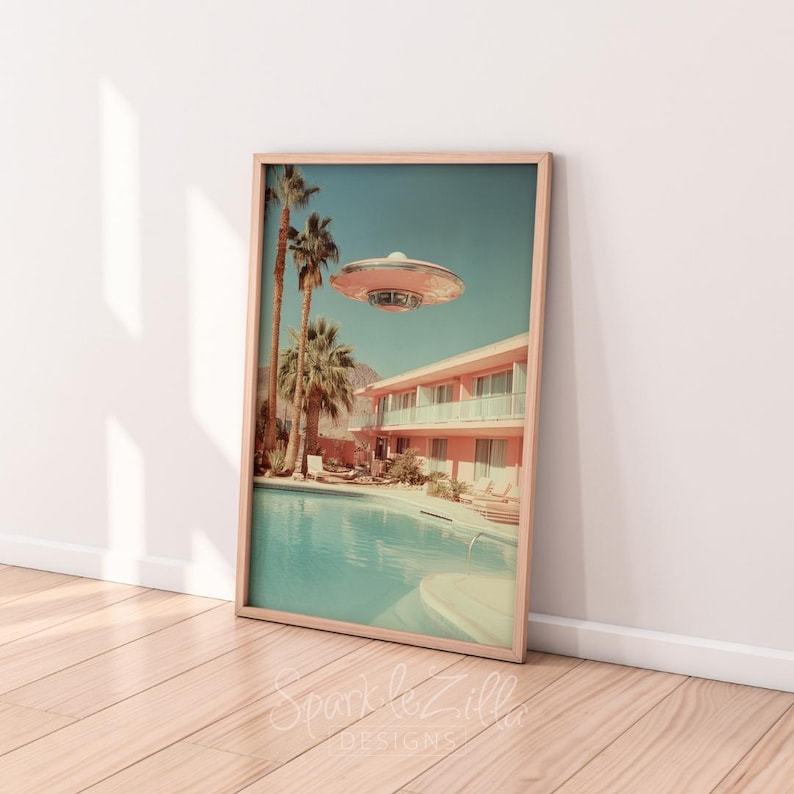 Retro UFO Photo Art | Palm Springs Printable | Wall Decor | Sci-fi Art ...