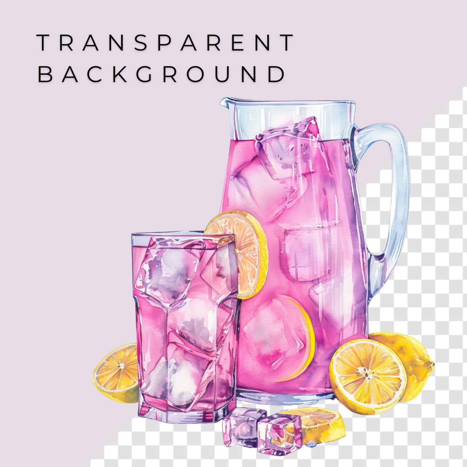 Pink Lemonade Clipart | Summer Drink Clipart | Pitcher of Lemonade ...