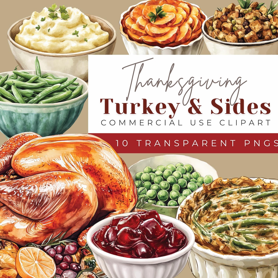 Thanksgiving Turkey & Sides Clipart Bundle | Junk Journal ...
