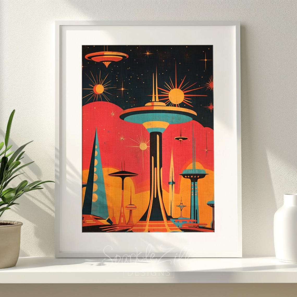 Midcentury Atomic Abstract Printable Wall Art | Midcentury Art ...