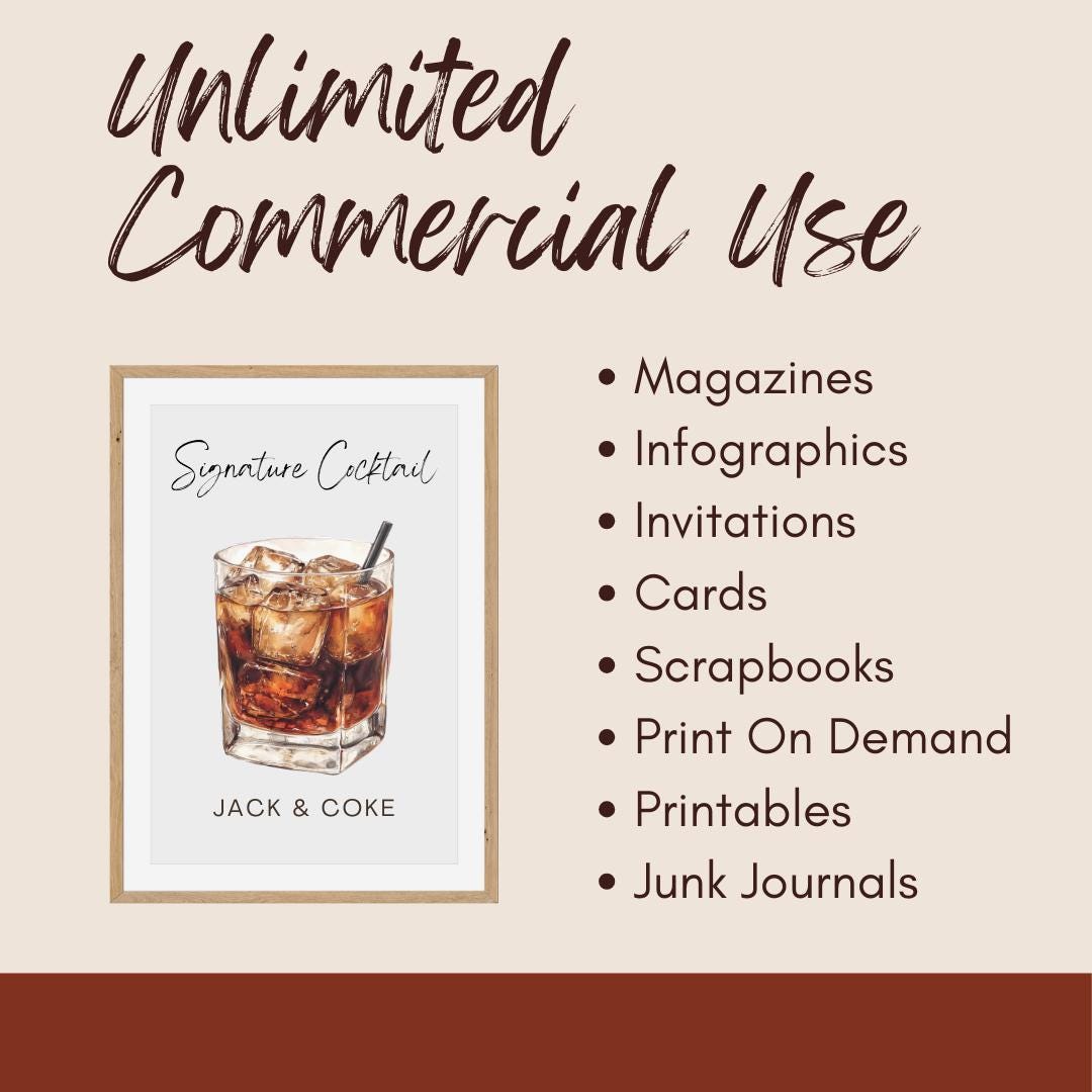 Watercolor Jack and Coke Clipart | Alcohol Drink Illustration | Digital ...