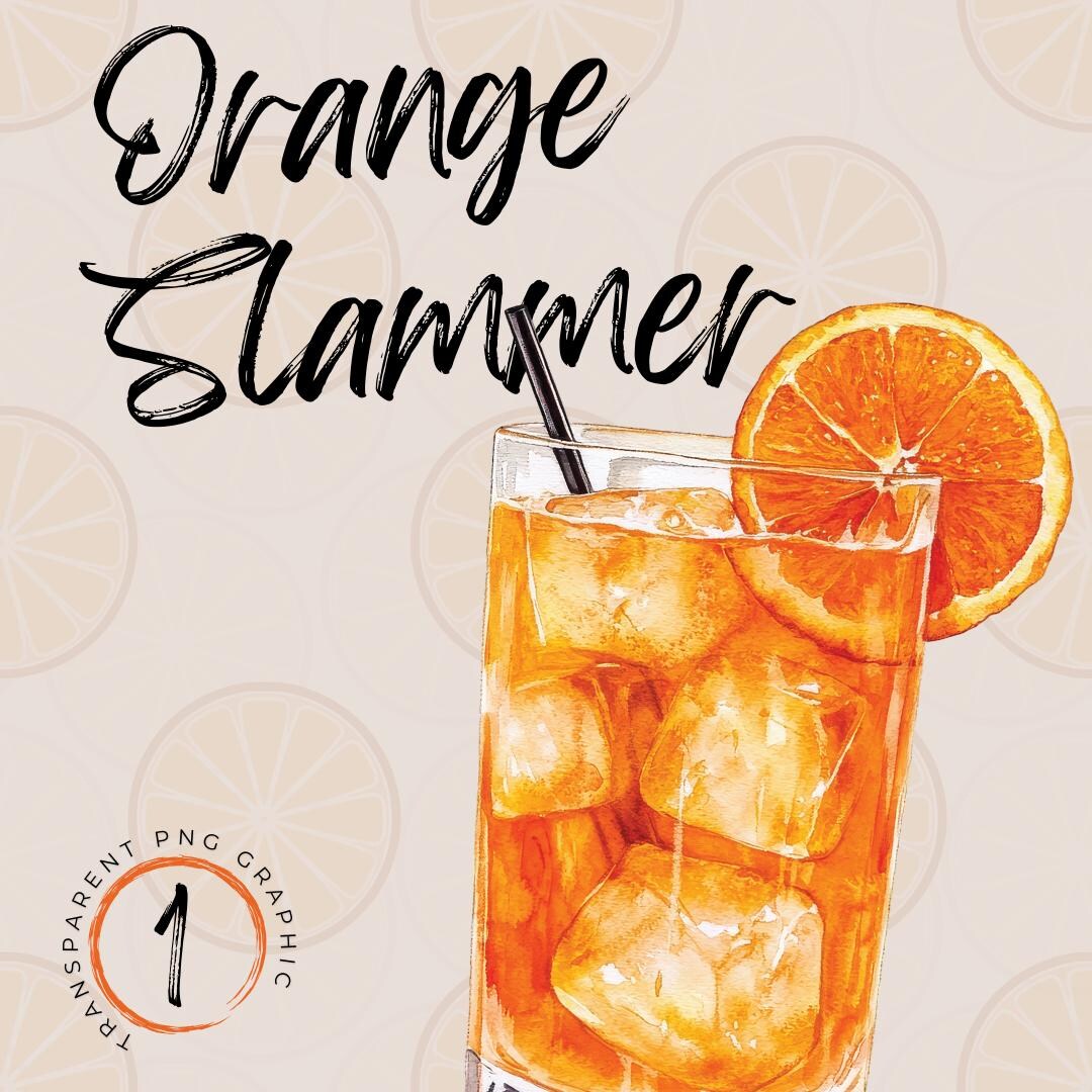 Watercolor Orange Slammer Cocktail Clipart: Sports Party PNG (digital ...