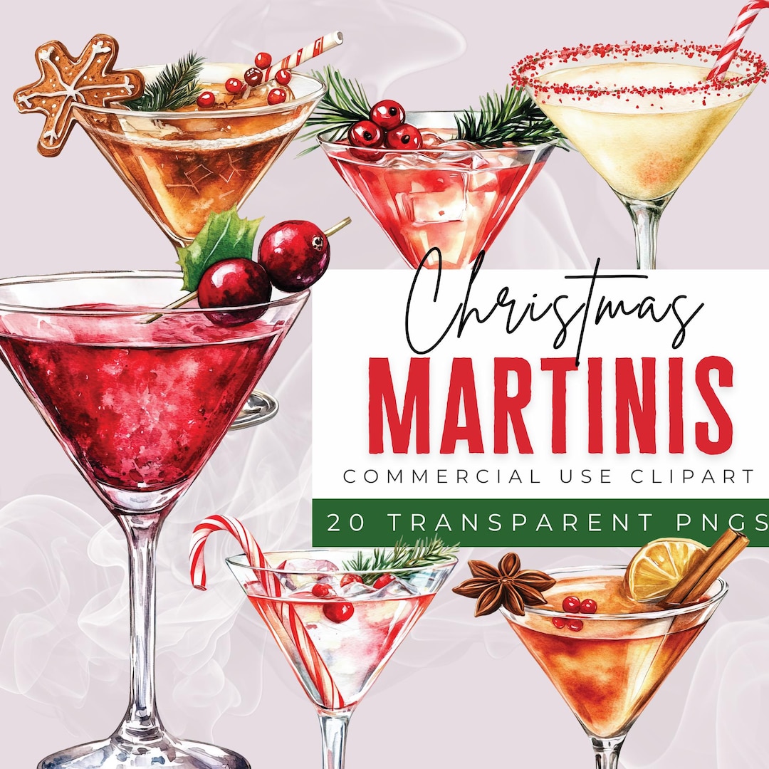 Christmas Martini Clipart | Watercolor Martinis | Christmas Drink ...